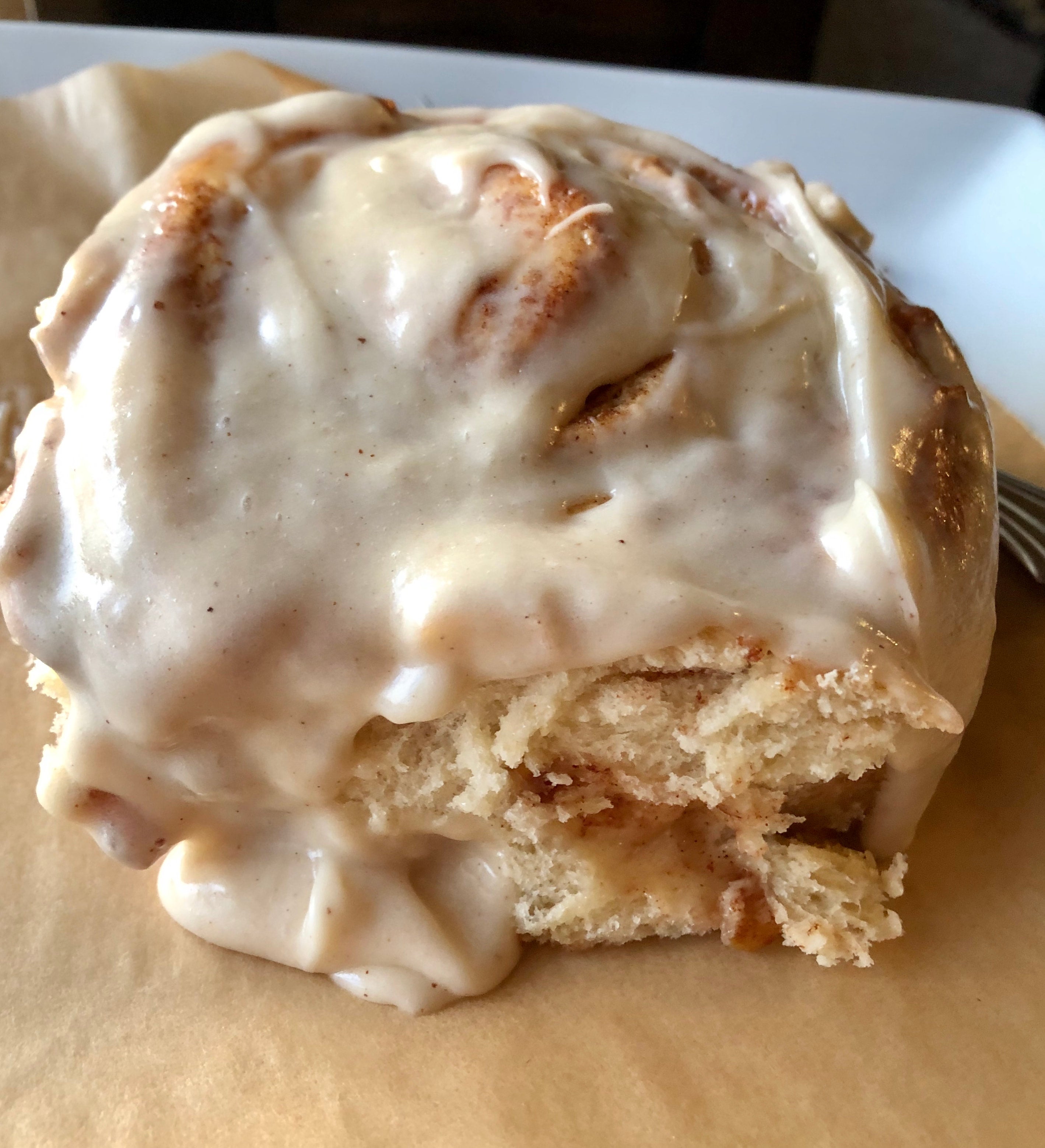 Extra Large Peach Cinnamon Rolls with Browned Butter Cream Cheese ...